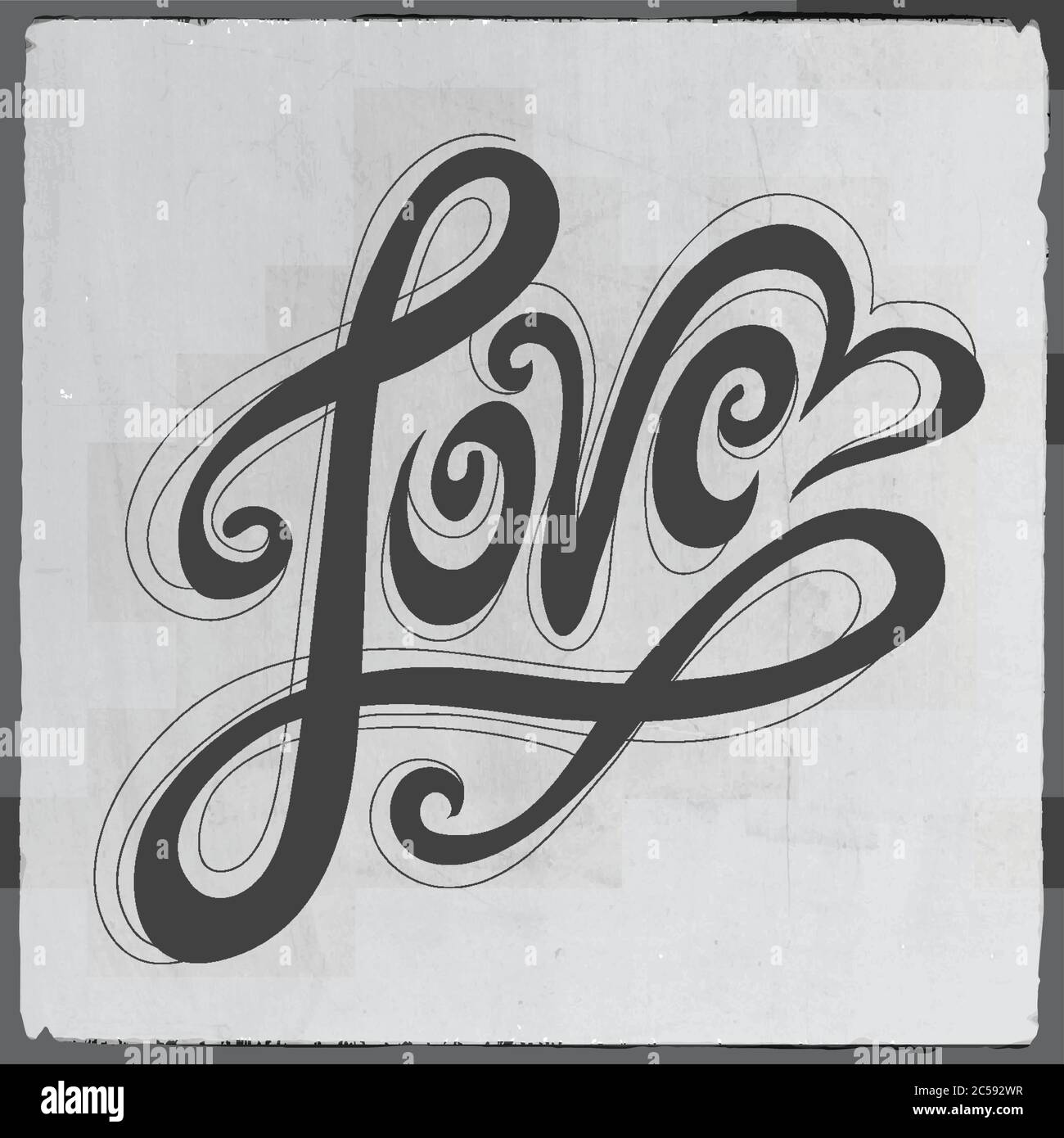 Hand drawn calligraphic lines vintage Black and White Stock Photos ...
