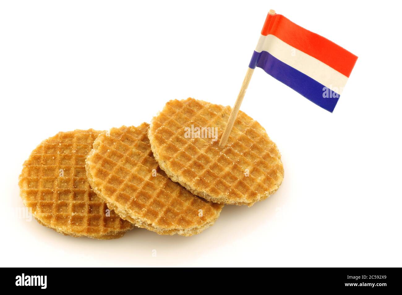 traditional Dutch mini waffles called "stroopwafels" with a Dutch flag ...