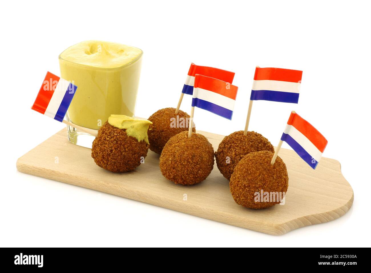 A real traditional Dutch snack called "bitterballen" with a Dutch flag ...