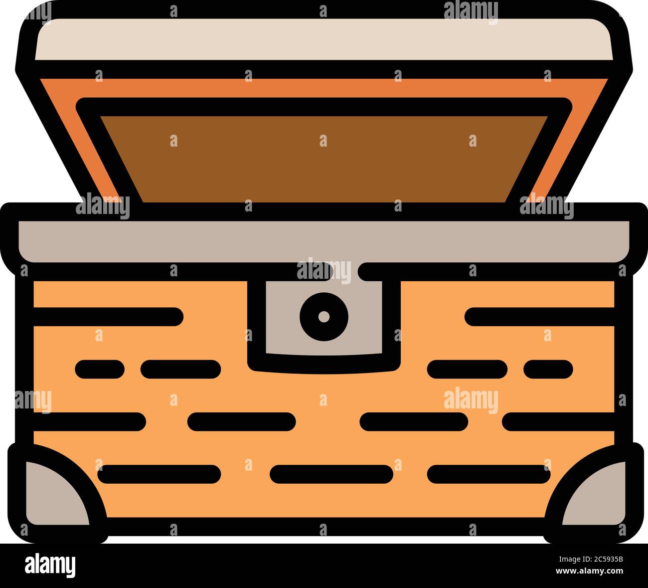 Open dower chest icon. Outline open dower chest vector icon for web ...