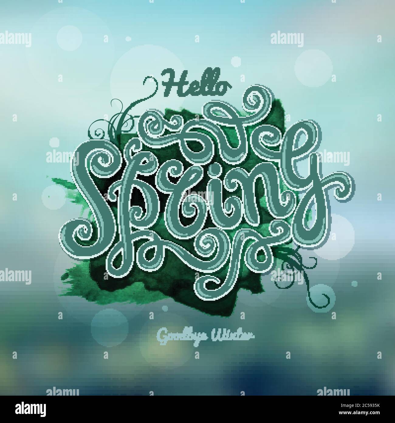 Vector blurred background. Spring hand lettering Stock Vector Image ...