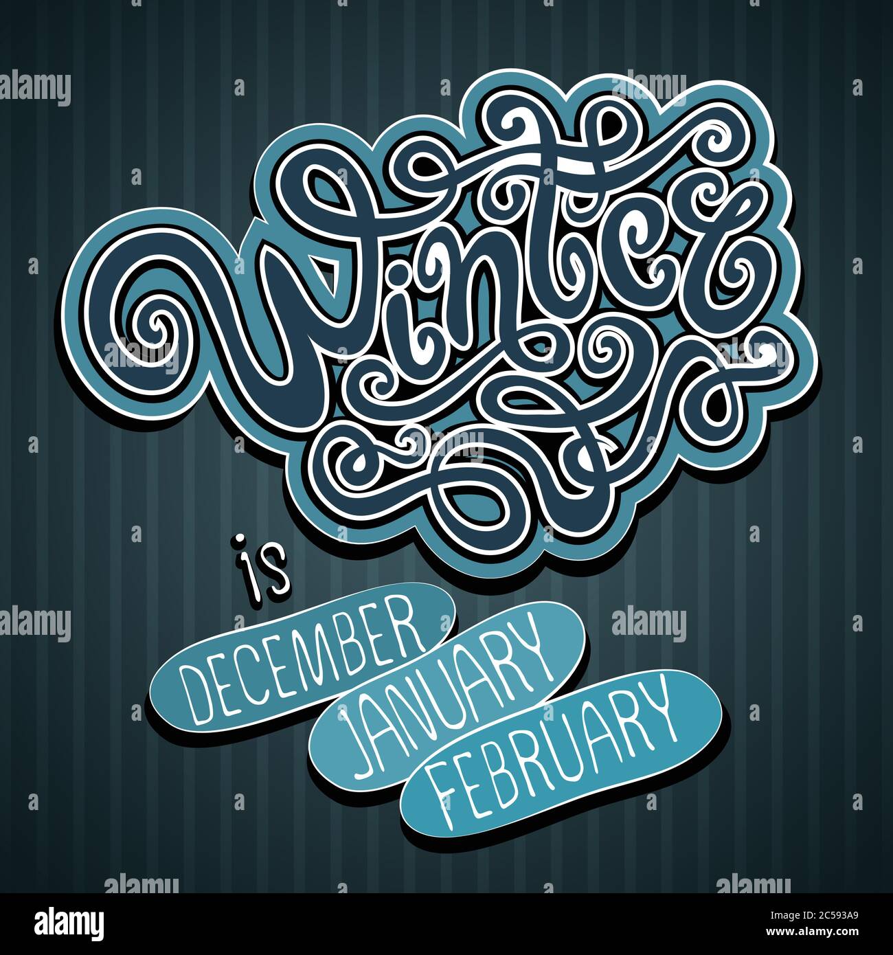 Winter hand lettering - handmade calligraphy, vector Stock Vector Image ...