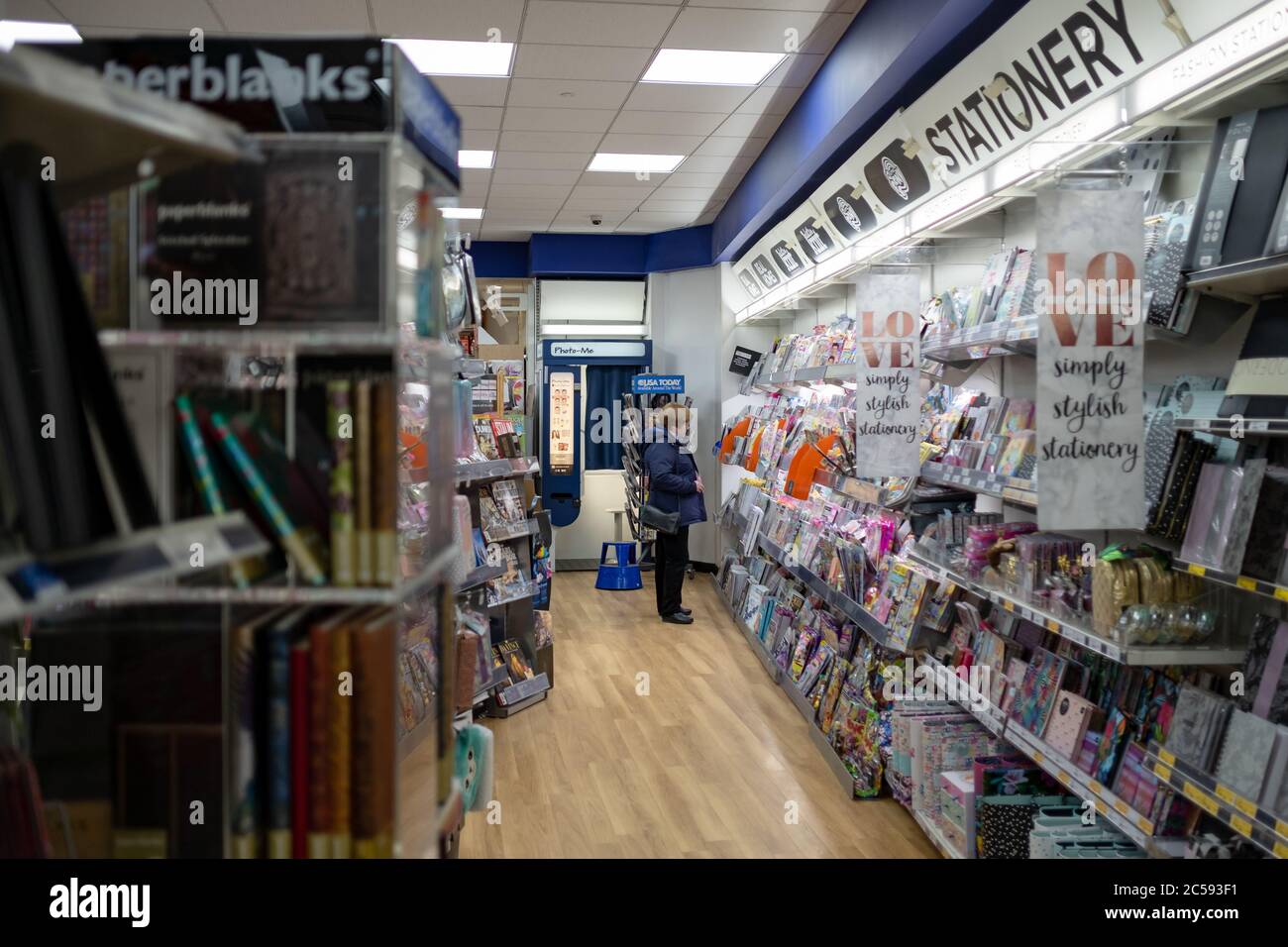 Woman seen browsing the stationary section of a well known, British ...