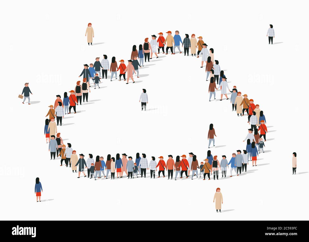 Large group of people in the form of cloud. Vector illustration Stock ...