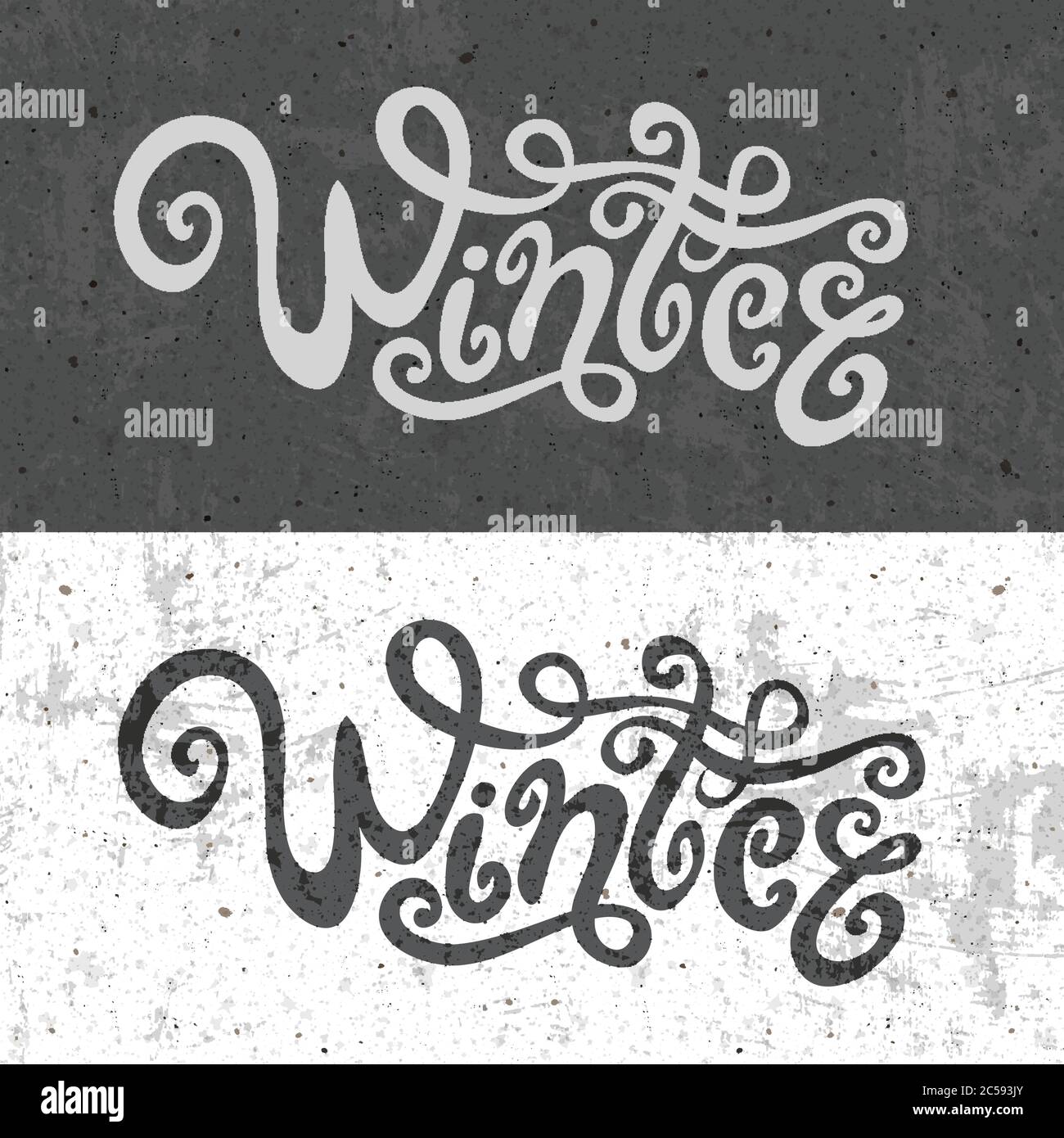 Winter hand lettering - handmade calligraphy, vector Stock Vector Image ...