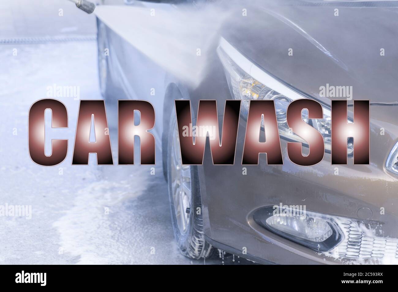 text car wash on the background of a car wash. banner for advertising ...
