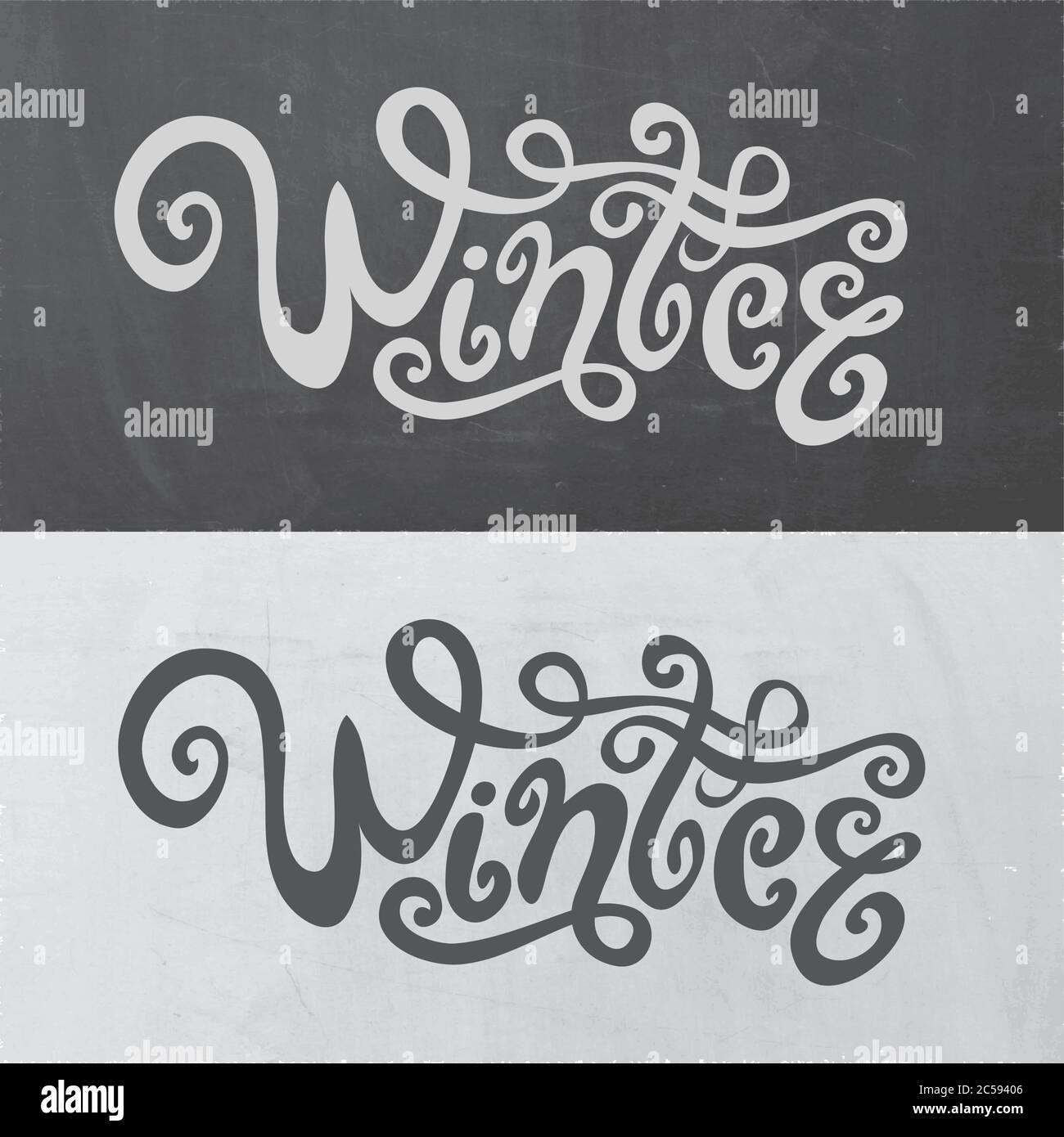Winter hand lettering - handmade calligraphy, vector Stock Vector Image ...