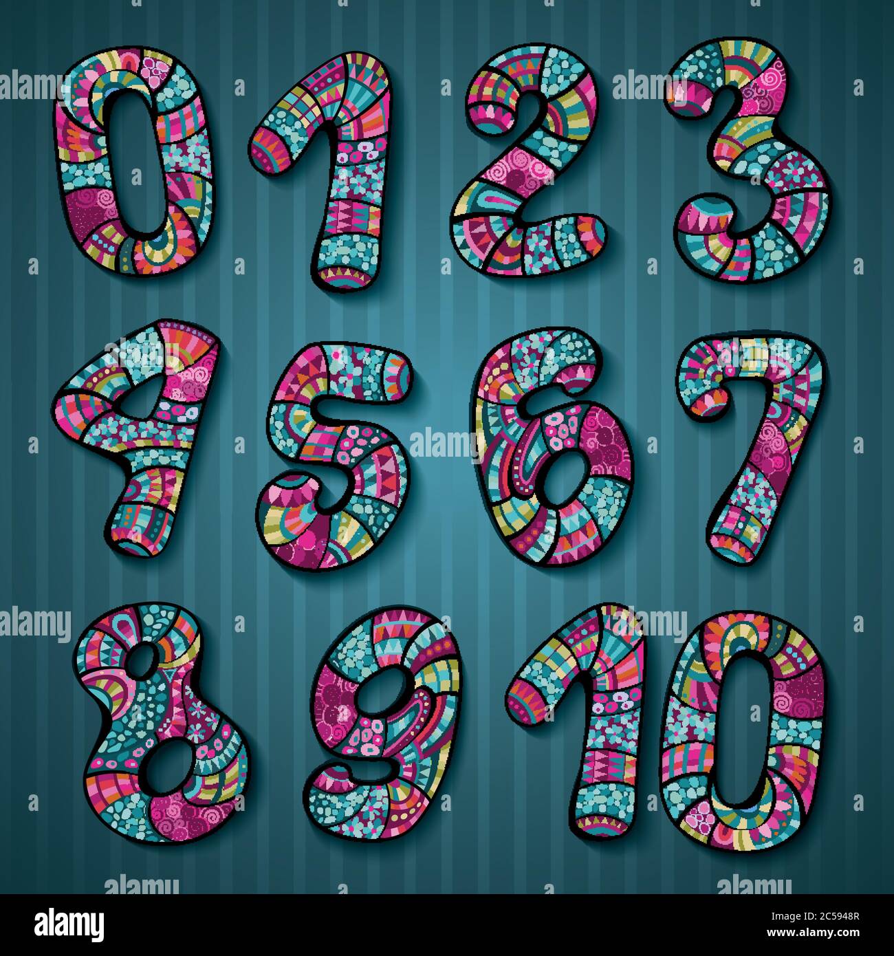 Decorative doodles numbers Stock Vector Image & Art - Alamy