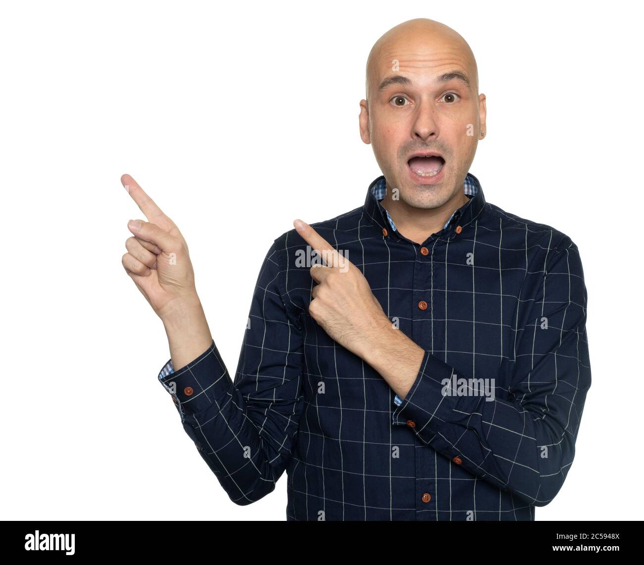 Business man pointing shocked hi-res stock photography and images - Alamy