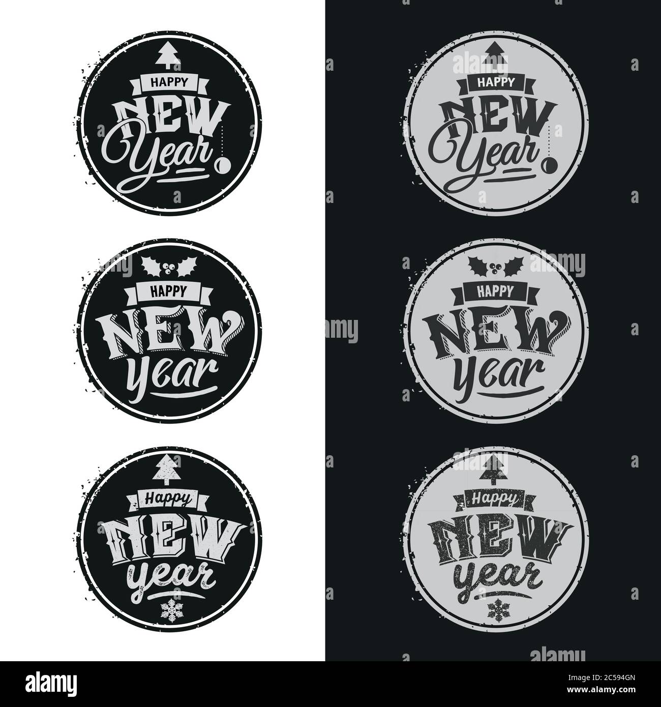 Happy New Year hand lettering Set Stock Vector Image & Art - Alamy