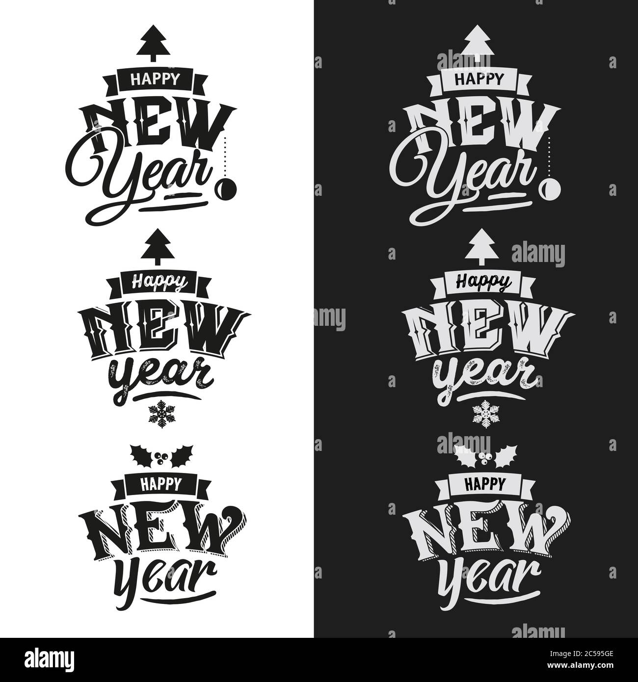 Happy new year calligraphic lettering Stock Vector Images - Alamy