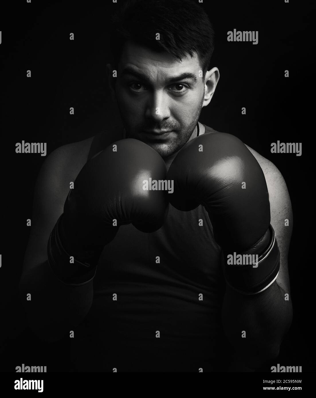 Black and white portrait of a boxer Stock Photo - Alamy
