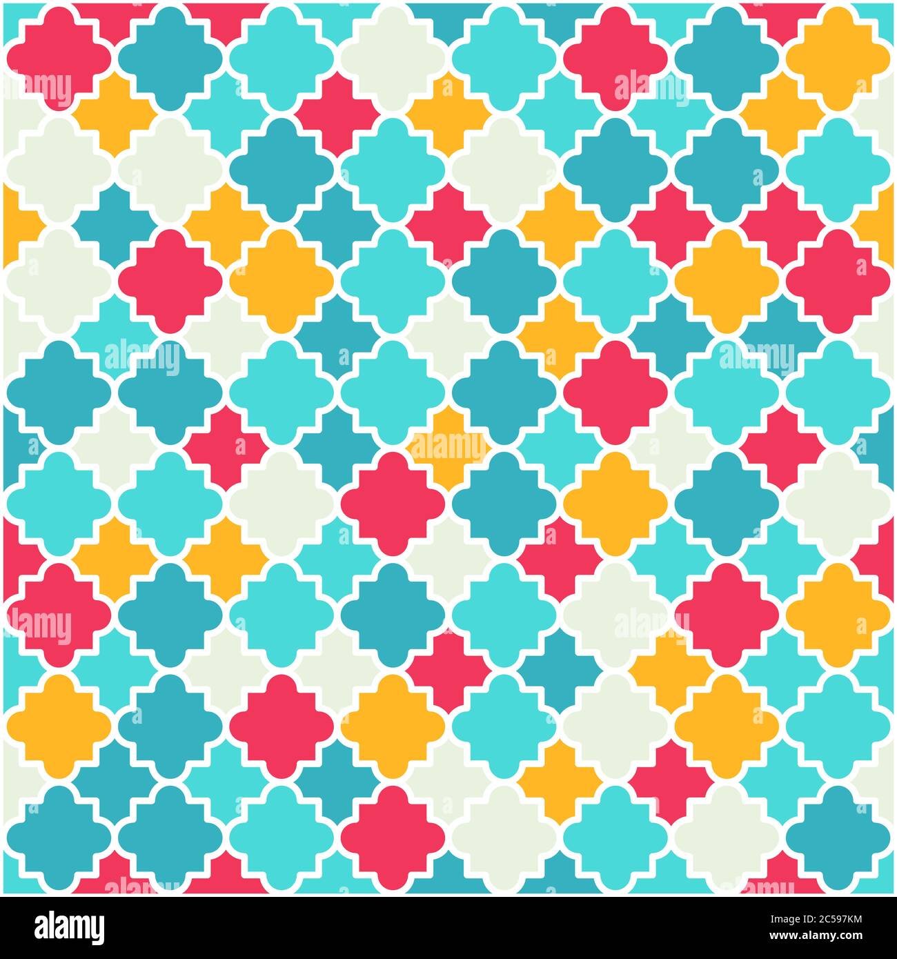 Traditional quatrefoil lattice pattern. Colorful quatrefoil shapes ...