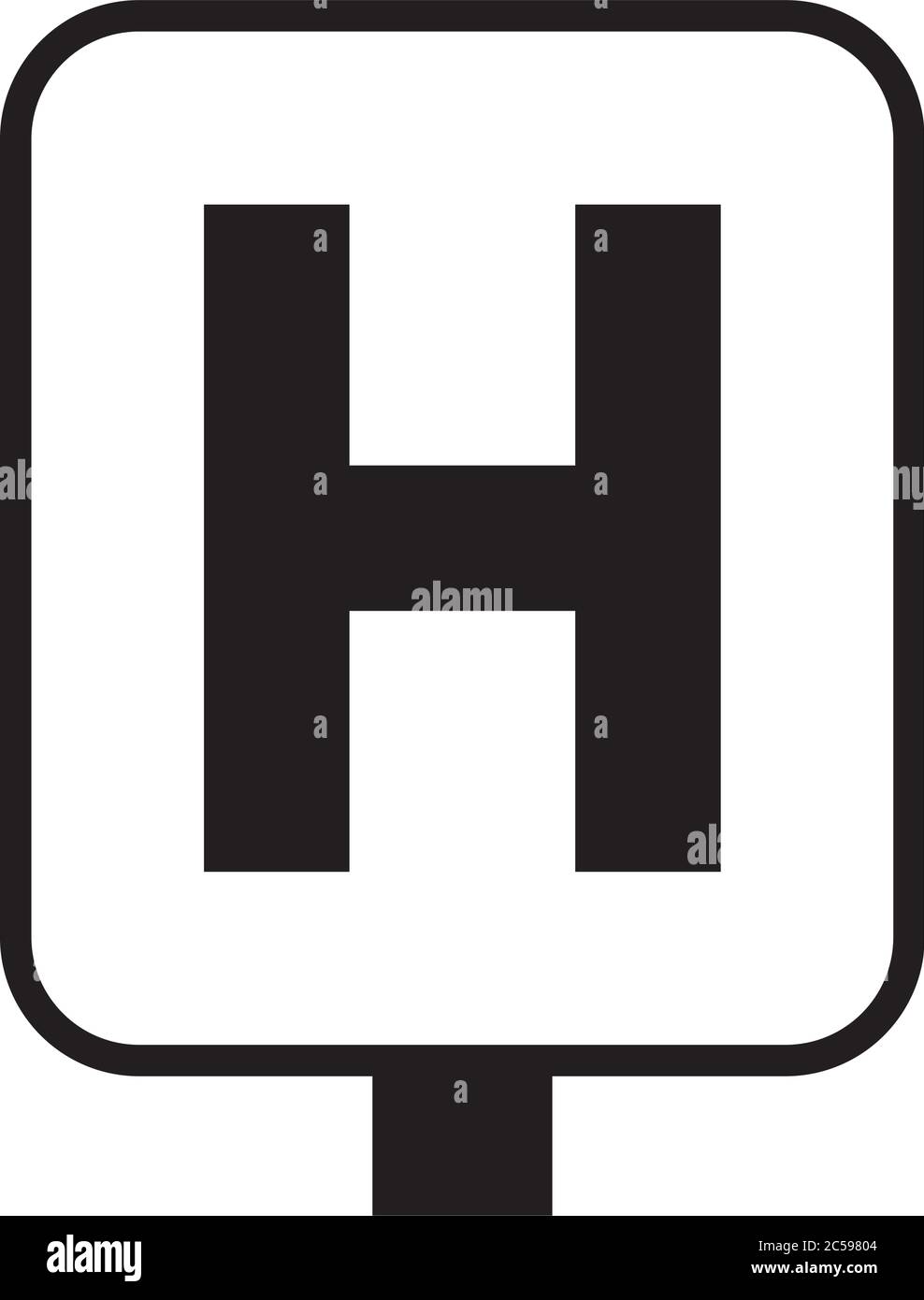 hospital sign symbol icon over white background, line style, vector ...