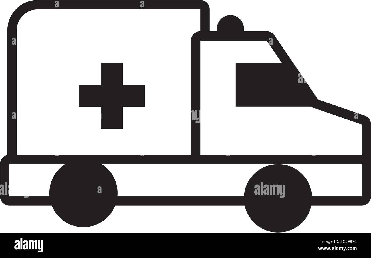 emergency ambulance icon over white background, line style, vector ...