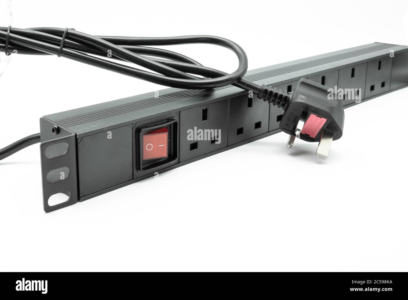 Isolated view of a 19-inch, rack mount power distribution socket ...