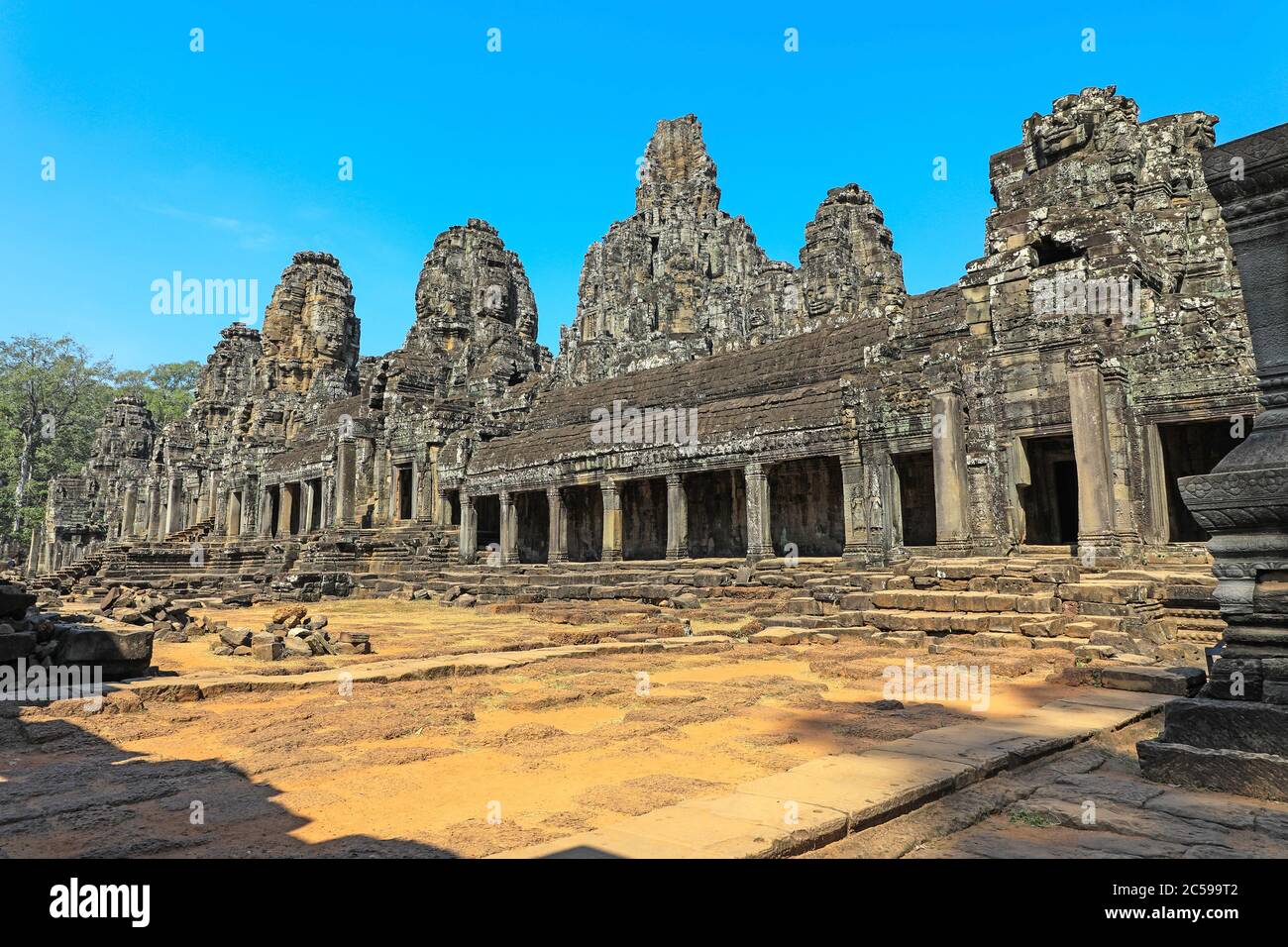 The towers of smiling faces at the Bayon at the Angkor Thom temple ...