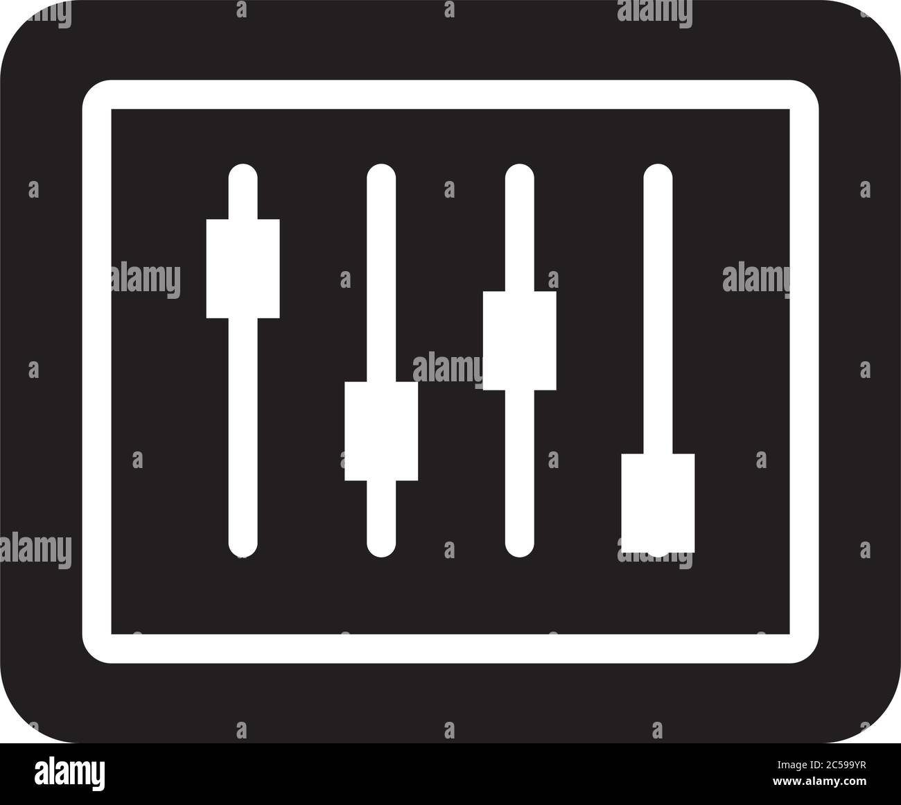 audio control panel icon over white background, silhouette style ...