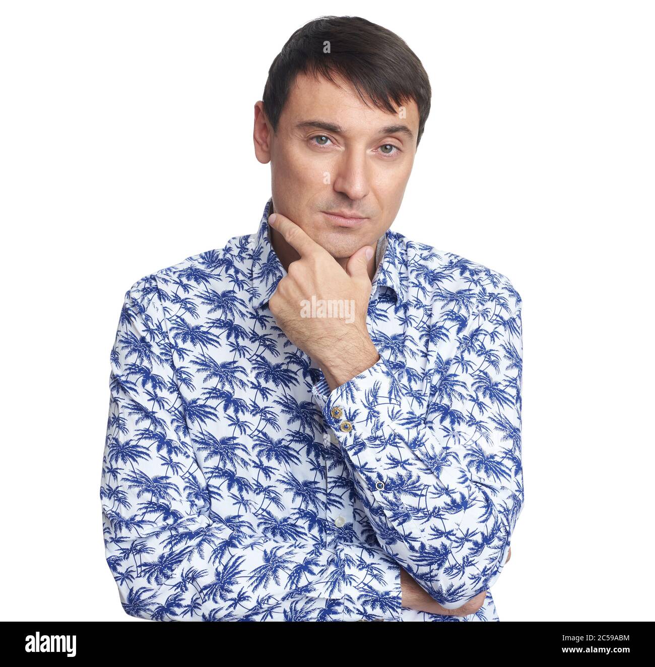 handsome man is thinking isolated on white studio background Stock ...