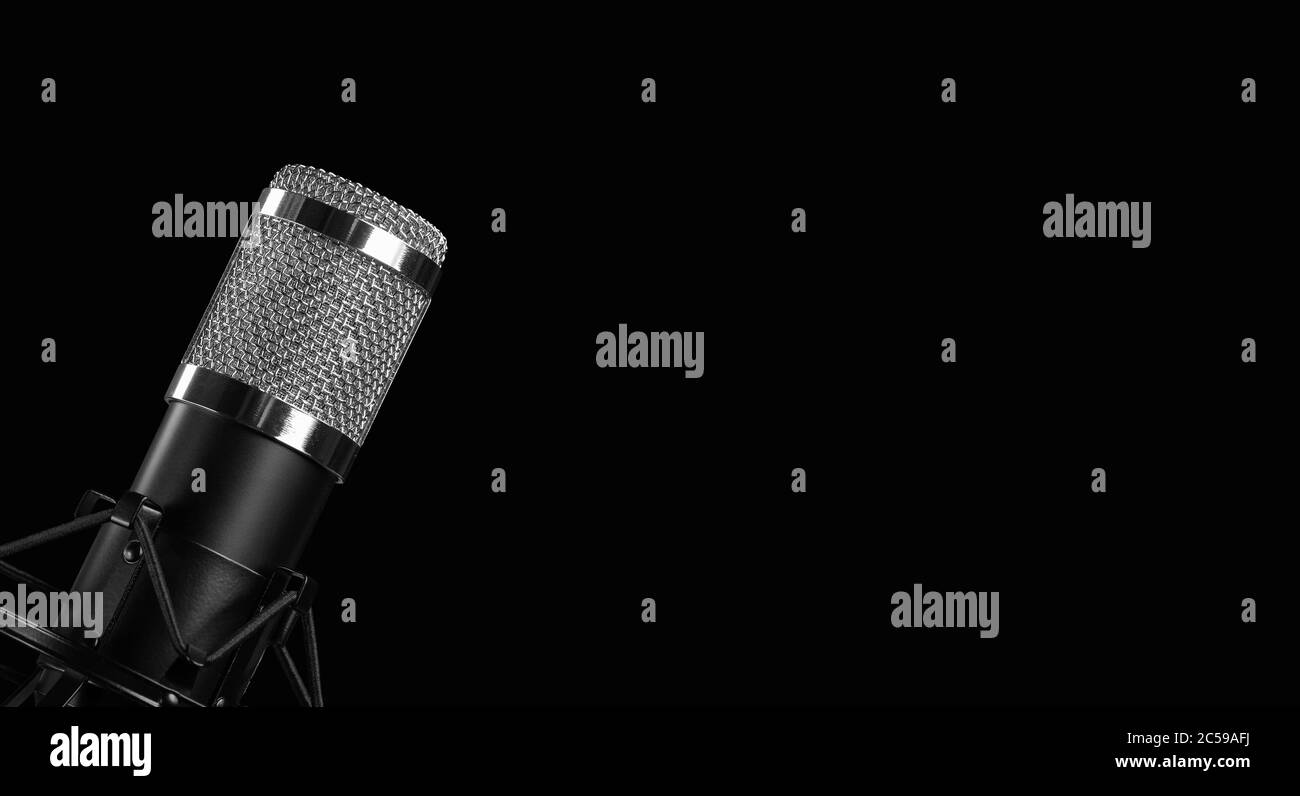 Microphone isolated on black background. Sound studio Stock Photo - Alamy