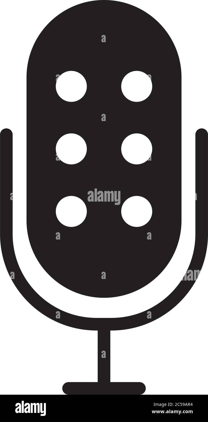 microphone with dots icon over white background, silhouette style ...