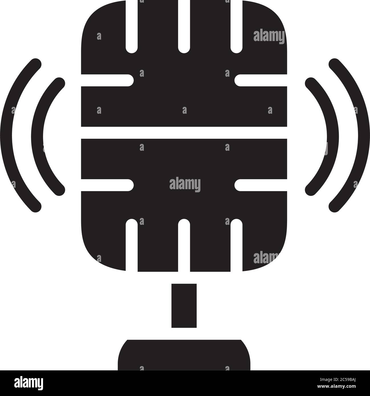 recording microphone icon over white background, silhouette style ...