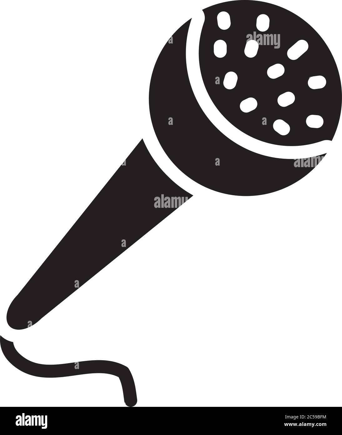 singer microphone icon over white background, silhouette style, vector ...