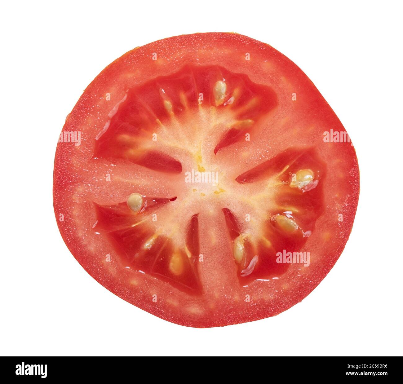 tomato slice isolated on white. Top view Stock Photo - Alamy