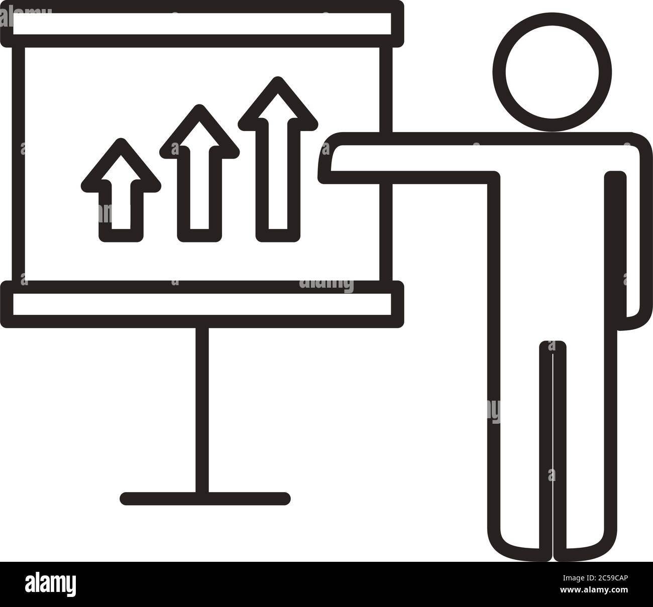 businessman figure with satistics in paperboard line style icon vector ...
