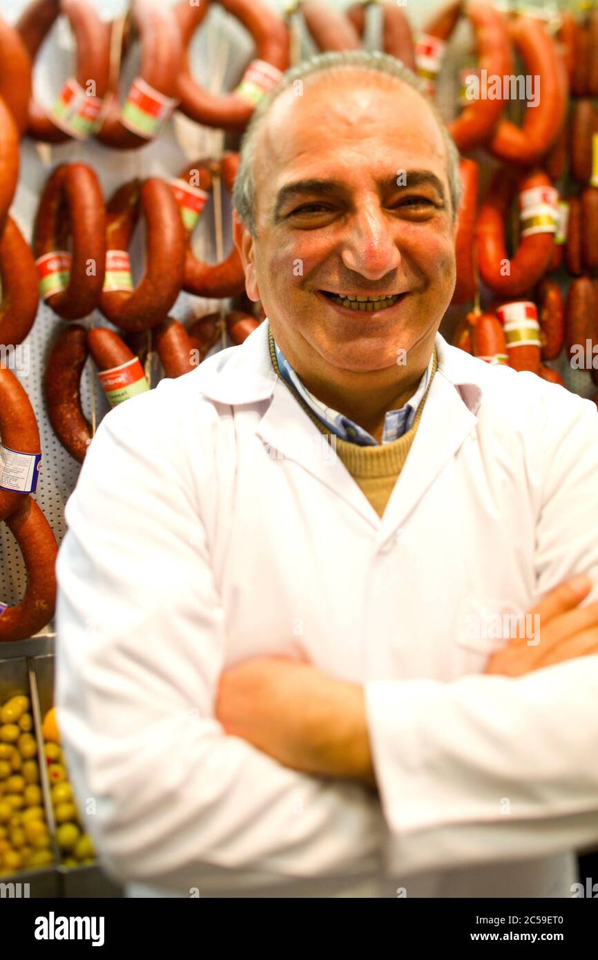 Turkey, Istanbul, butcher ruhi tuncer in the Egyptian bazaar Stock ...