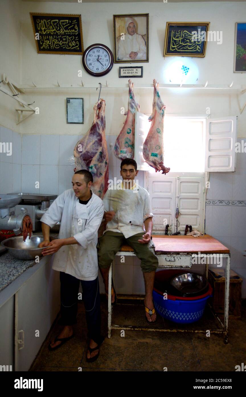 Morocco, Marrakech, butcher el wafa in Gueliz Stock Photo - Alamy