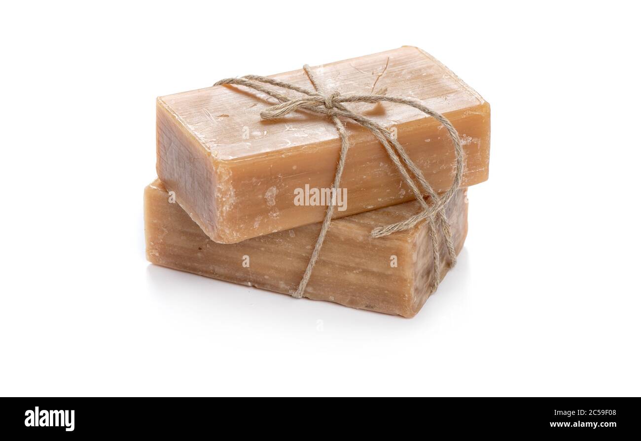Laundry soap bar isolated on white background close-up Stock Photo - Alamy