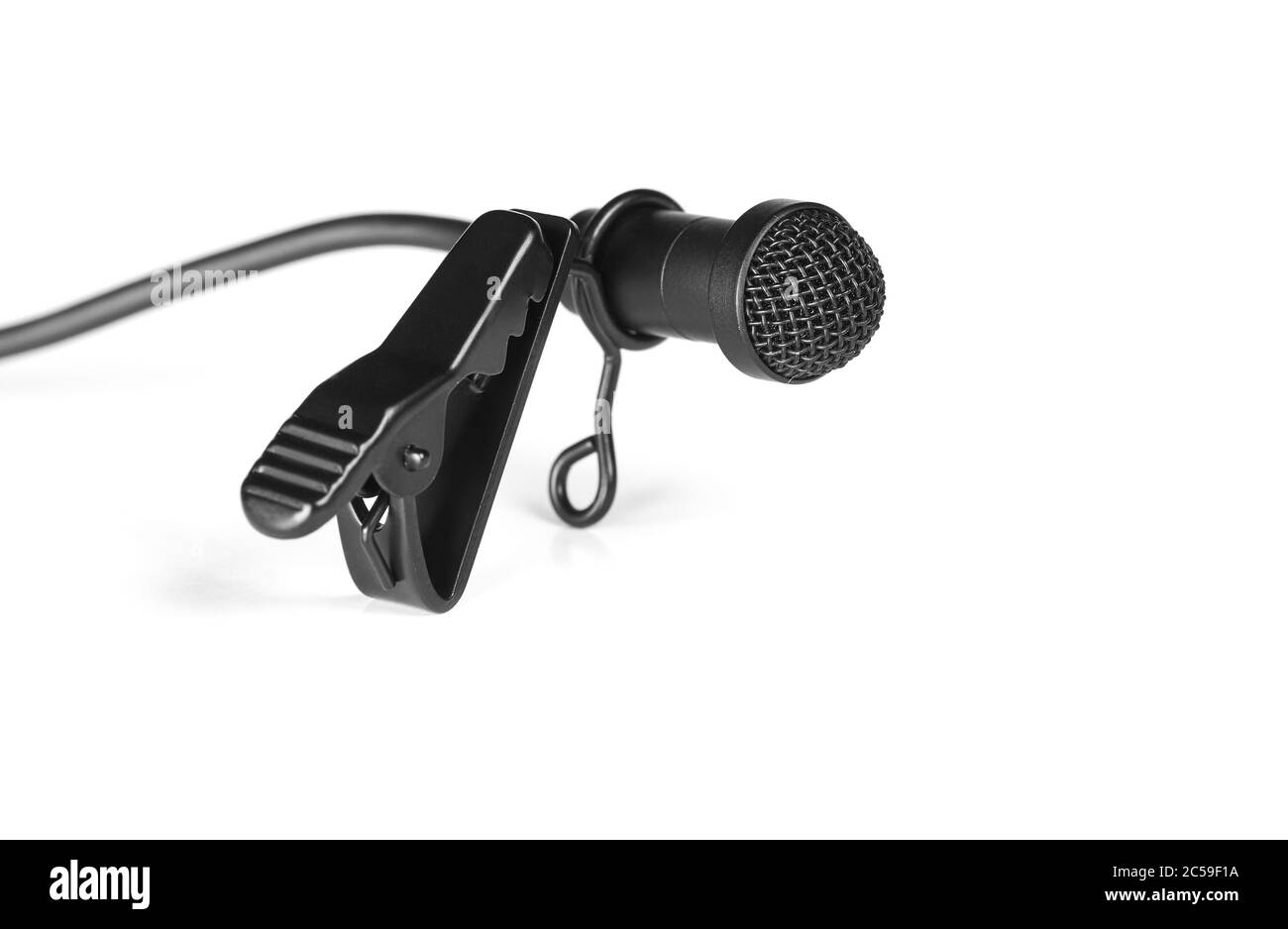 tie clip microphone isolated on white background Stock Photo - Alamy