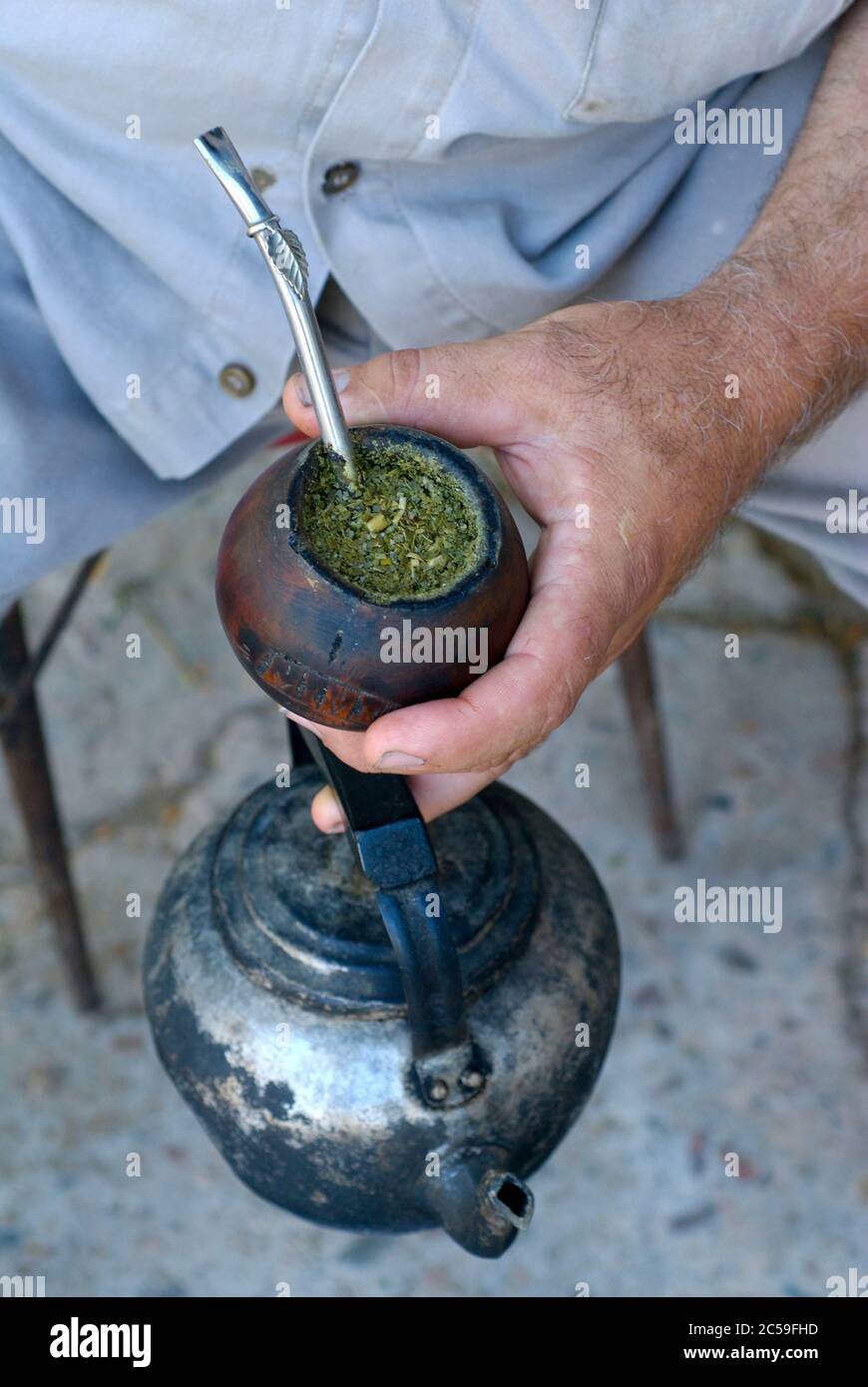 Argentina, Buenos Aires, preparation and tasting of the national drink ...