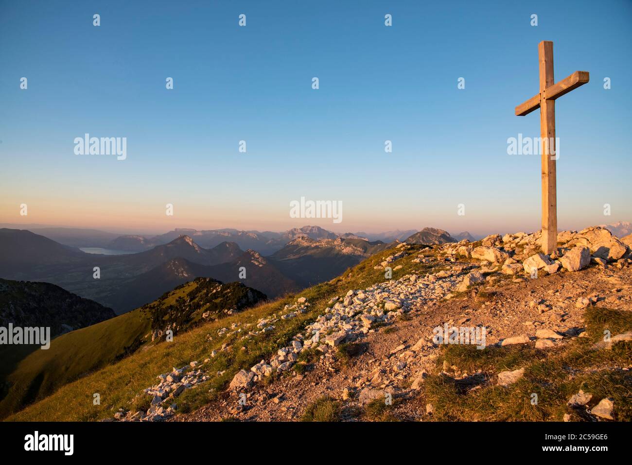 France, Savoie, massif of the Bauges regional natural park, hiking to ...