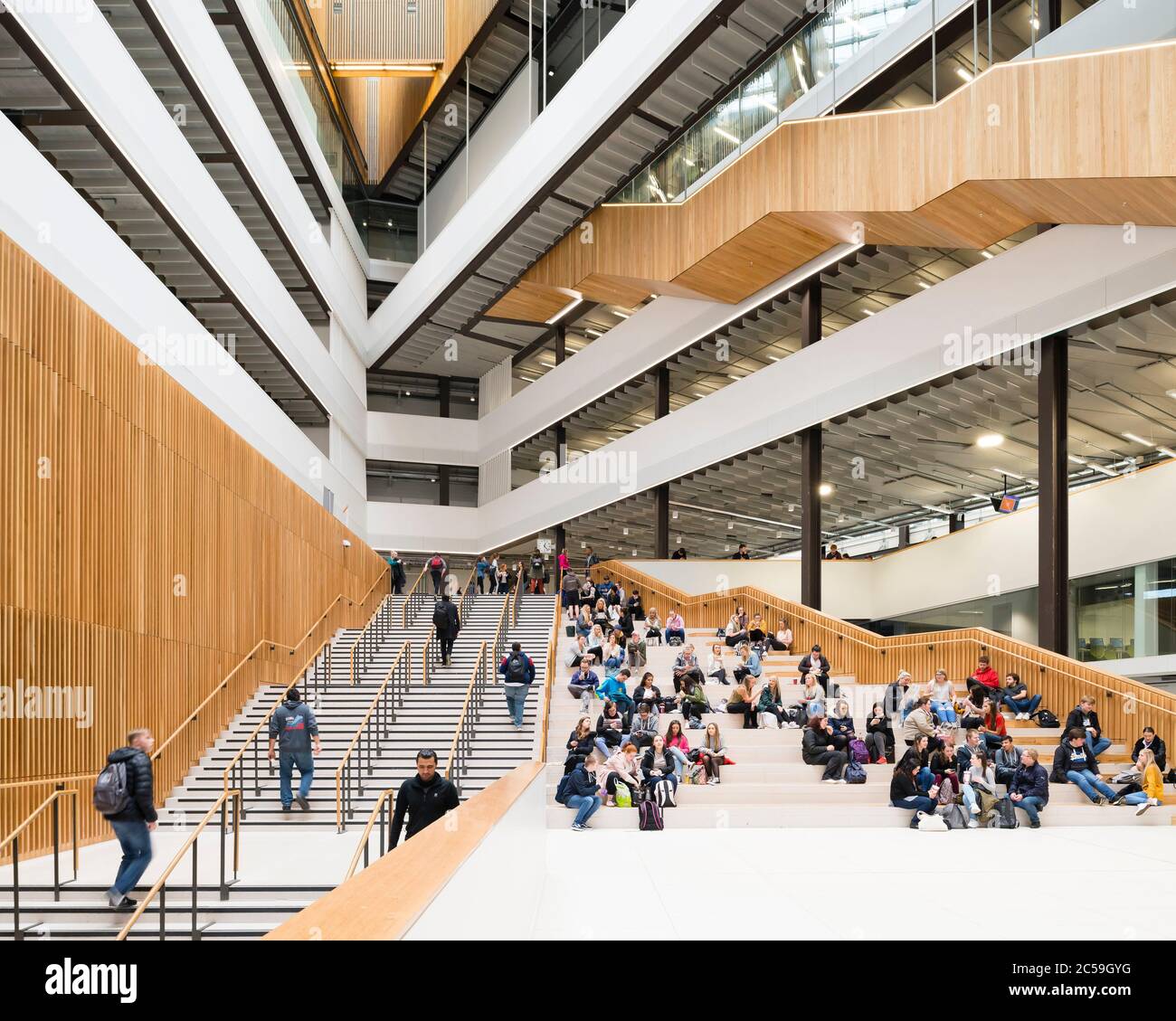 Interior view of main atrium space. City of Glasgow College City Campus ...