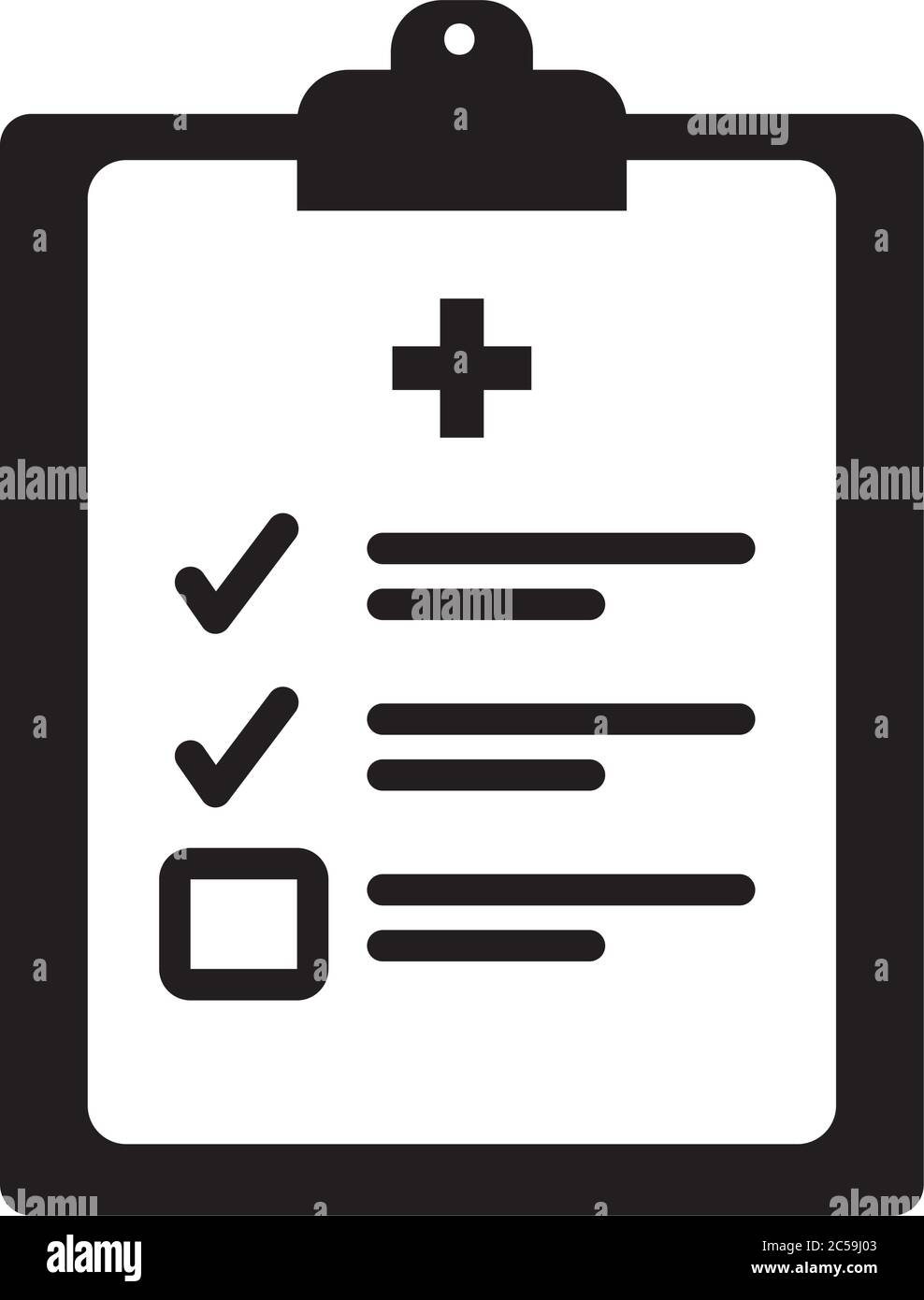 clipboard with medical report icon over white background, line style ...