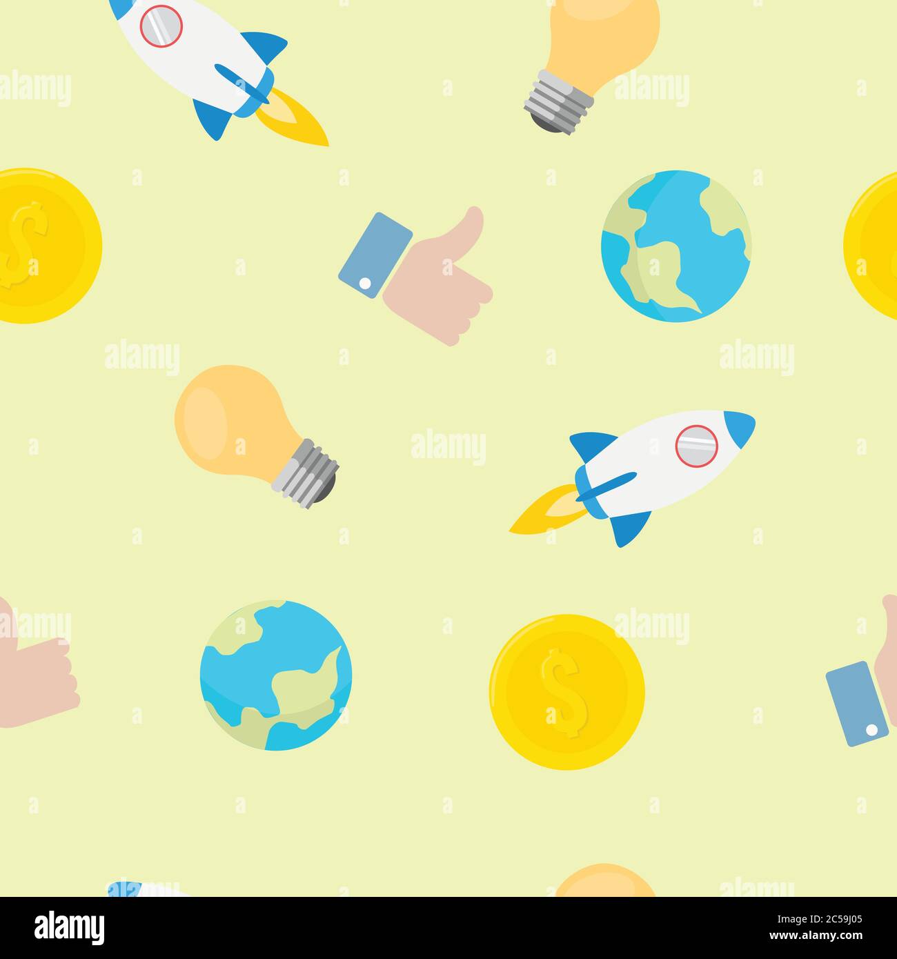 Vector Illustration Marketing Online and SEO Themed Seamless Pattern ...
