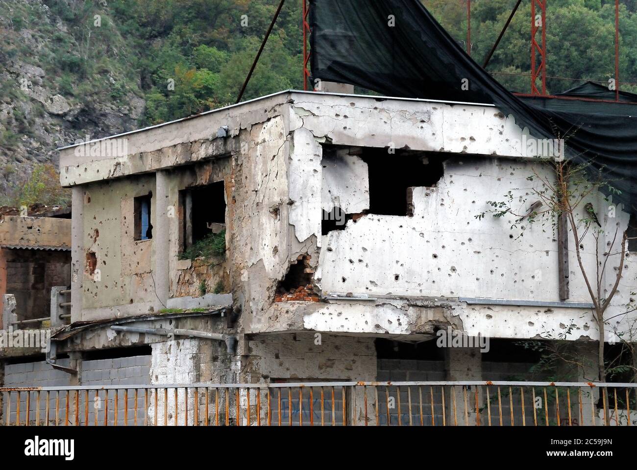 Mostar, Bosnia and Herzegovina, the machine-guns left a mark on every ...