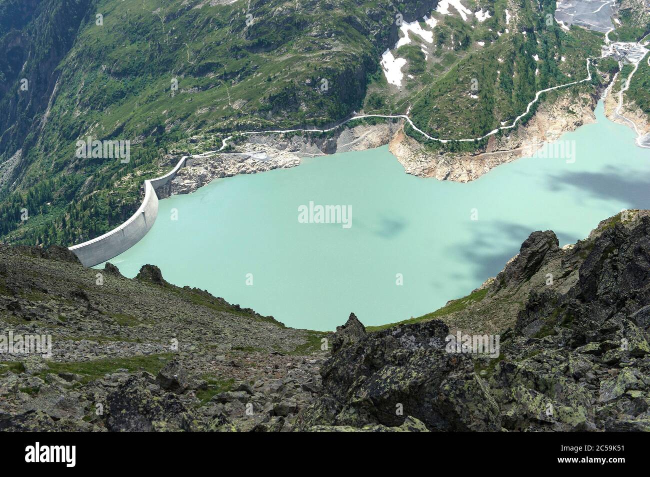 Switzerland, Valais, Trient valley, Finhaut, Emosson lake, the dam and ...