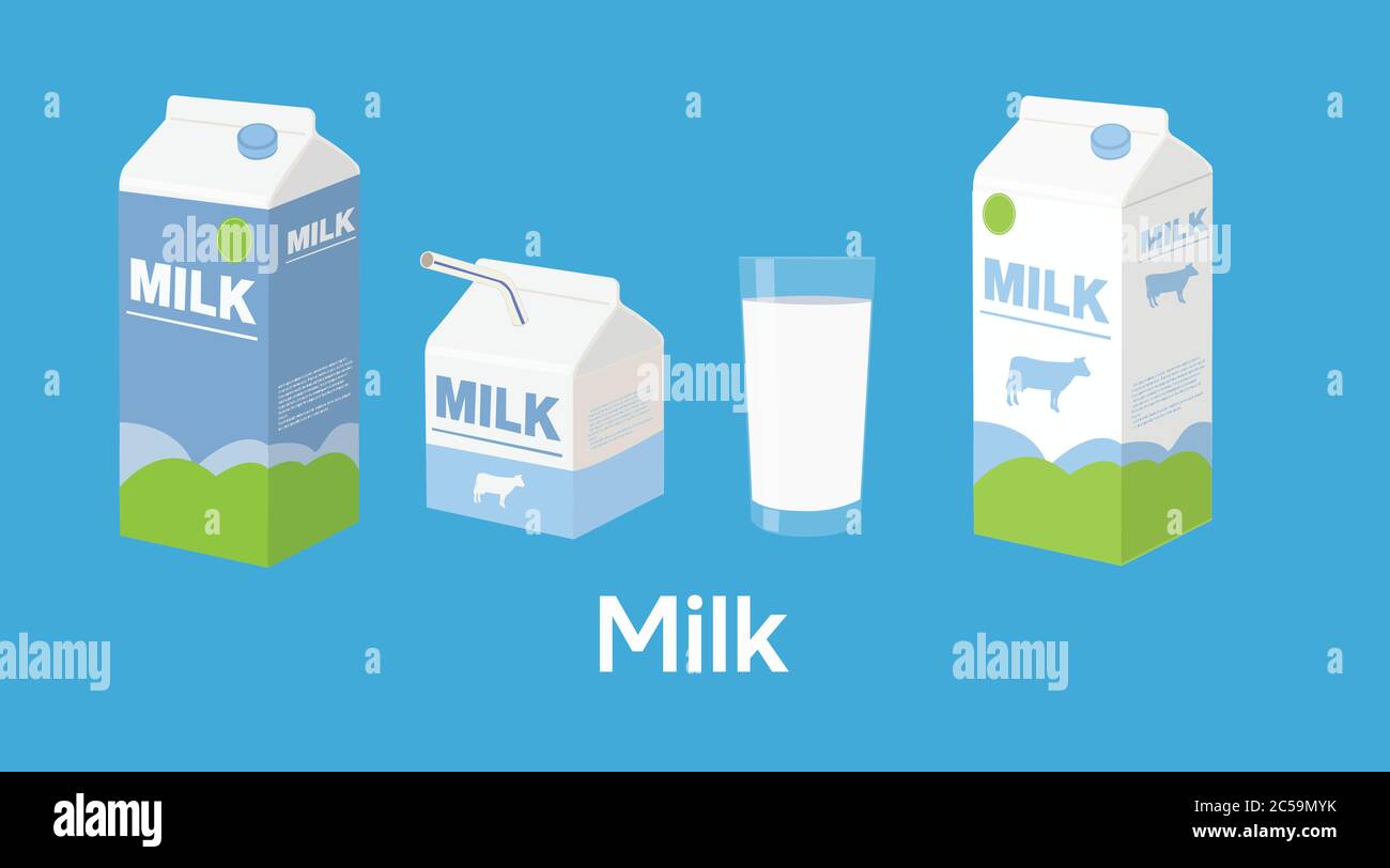 Vector Milk Illustration. Set of milk in different packages Stock ...