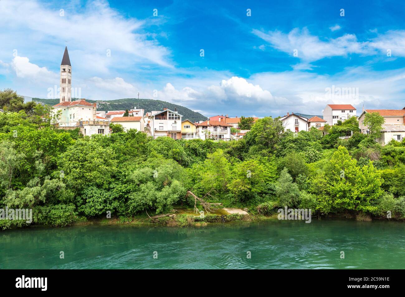 Historical center in Mostar in a beautiful summer day, Bosnia and ...