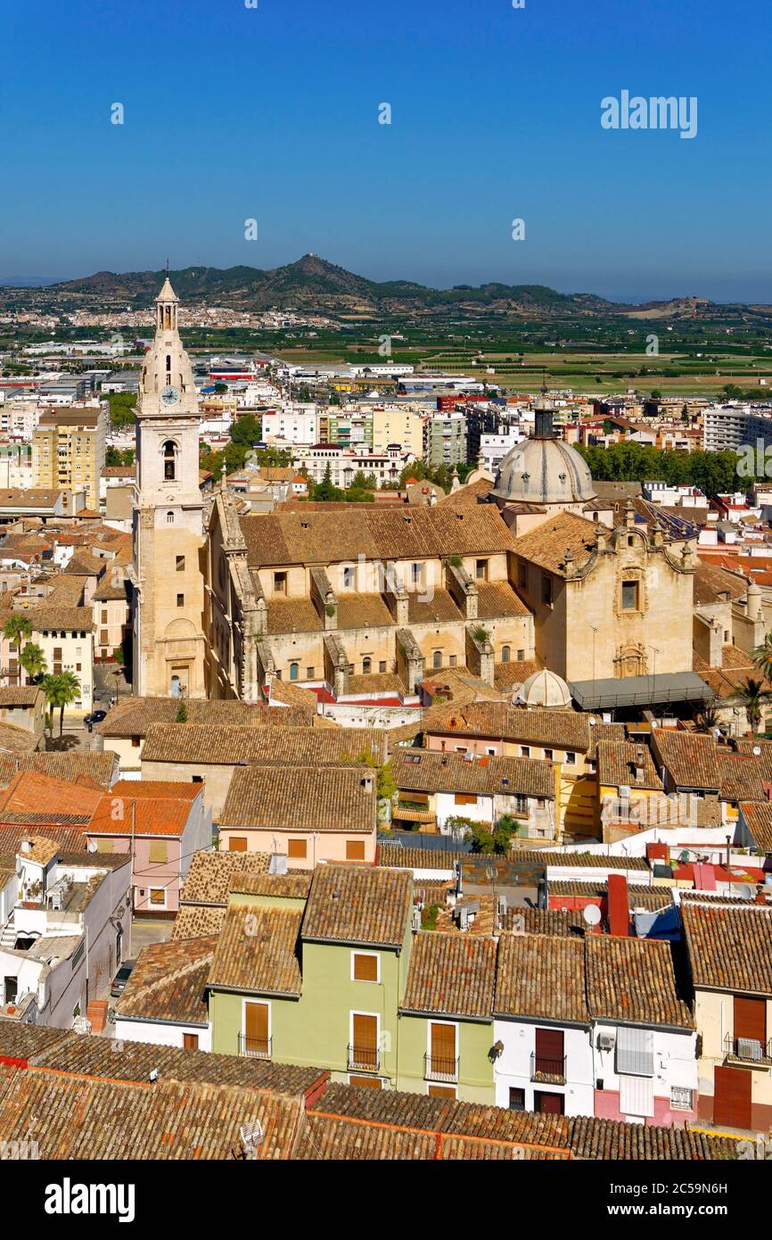 Spain, Valencia Community, Xativa, city view with Santa Maria ...