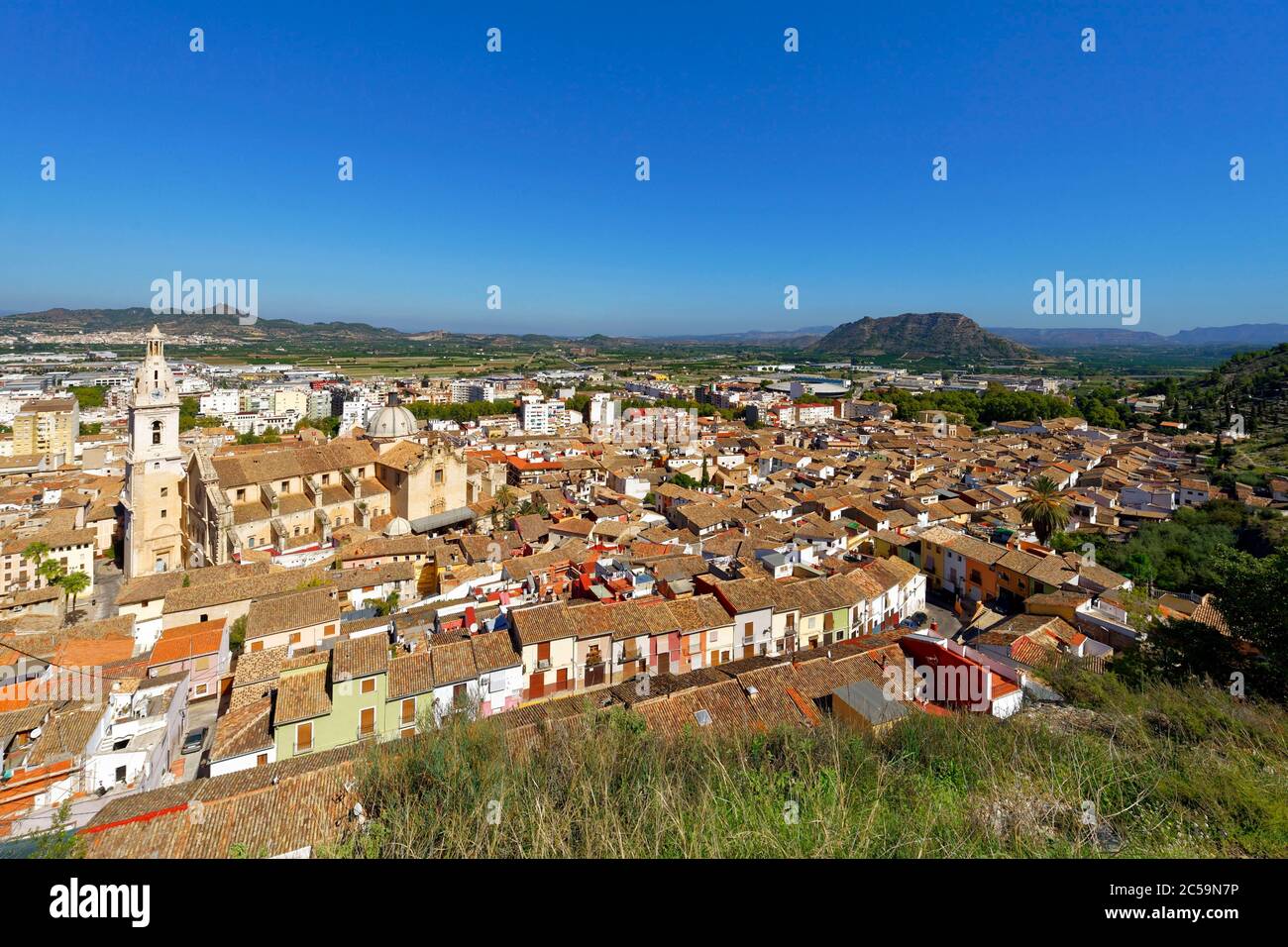 Spain, Valencia Community, Xativa, city view with Santa Maria ...