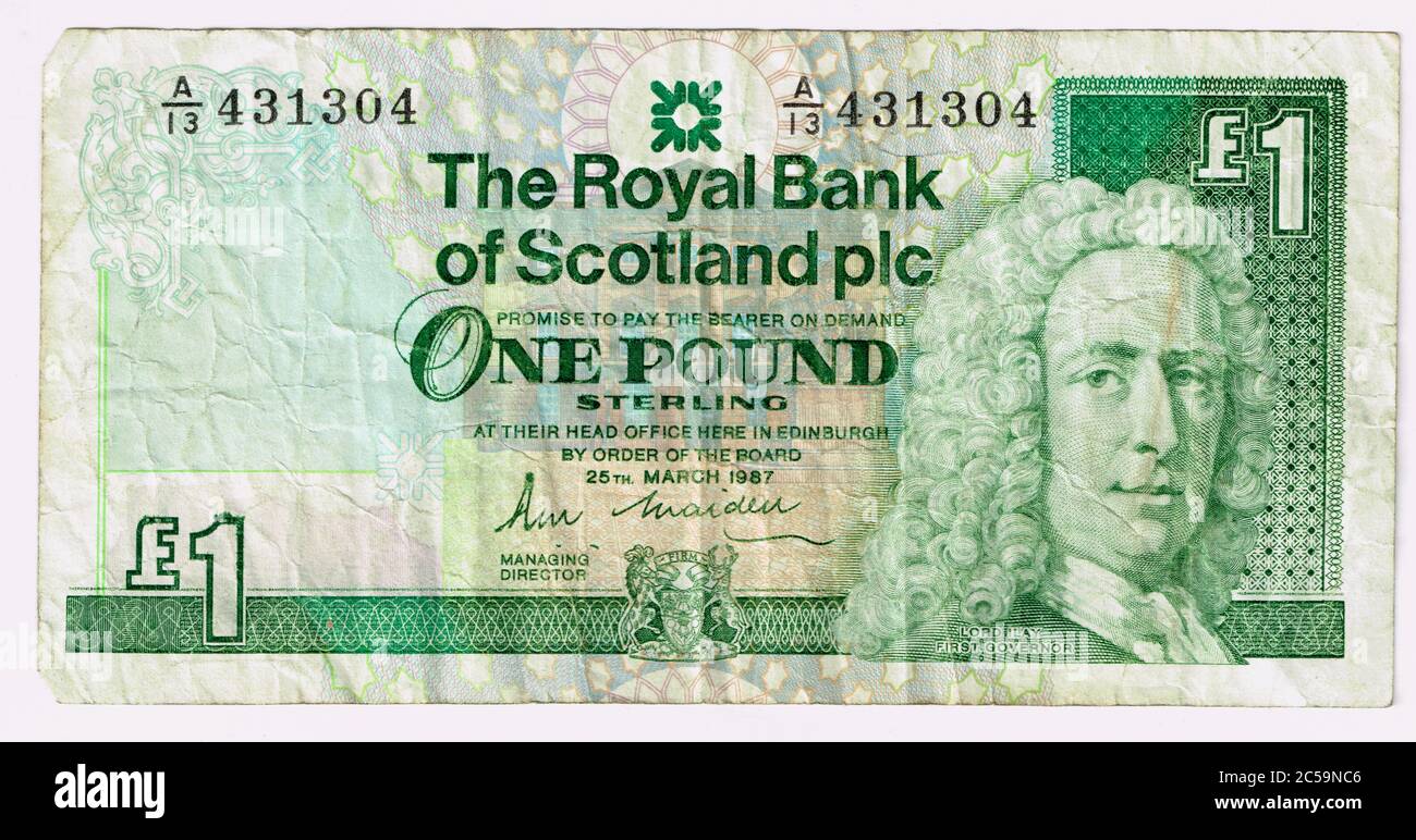 1 pound, Scottish banknote Stock Photo - Alamy