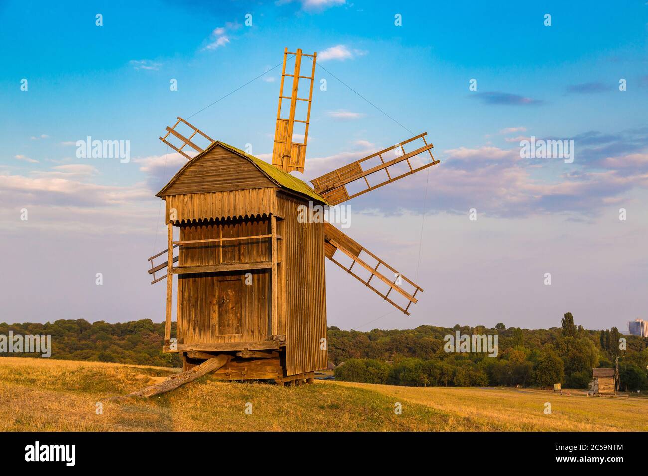 Traditional ukrainian windmill in the museum of national architecture ...