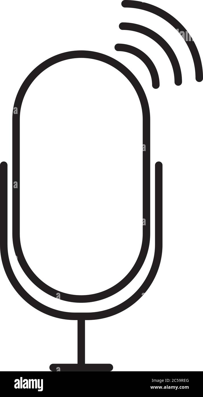 radio microphone on air icon over white background, line style, vector ...