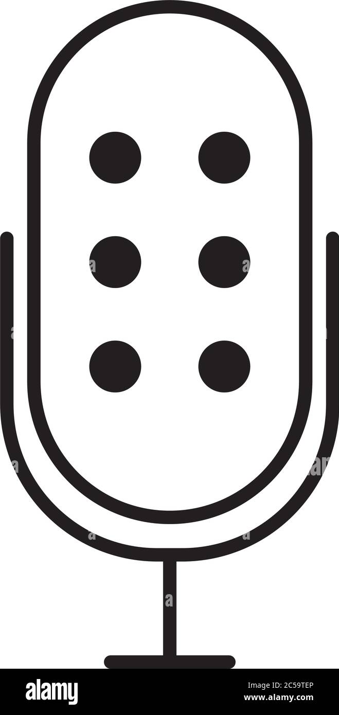 microphone with dots icon over white background, line style, vector ...