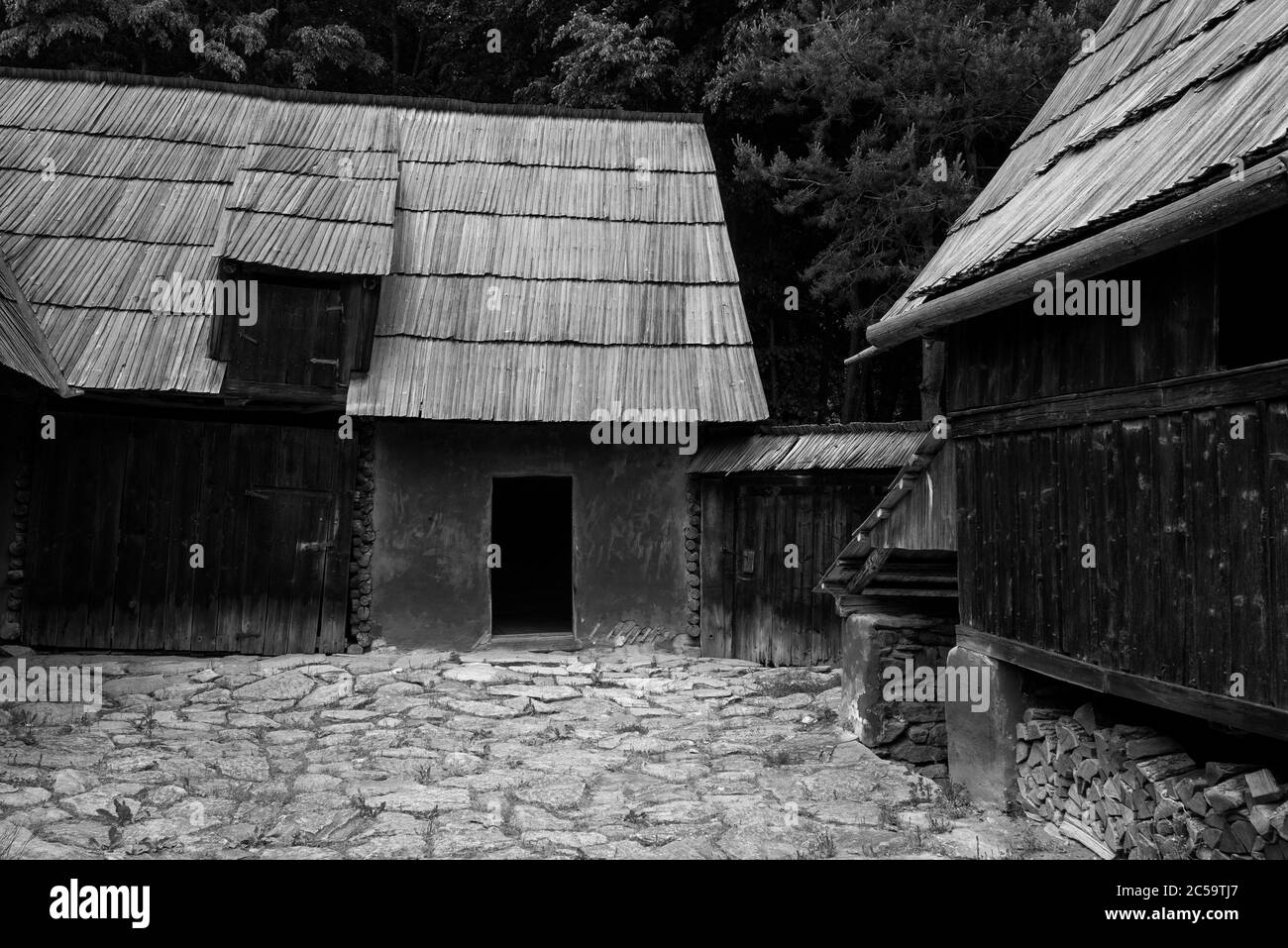 Traditional garden roof in Black and White Stock Photos & Images - Alamy
