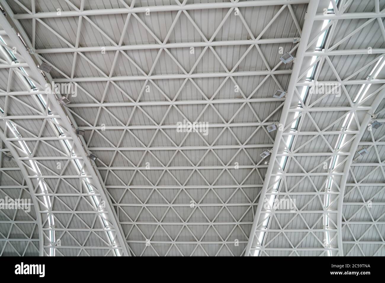interior view of ceiling with steel structure Stock Photo - Alamy